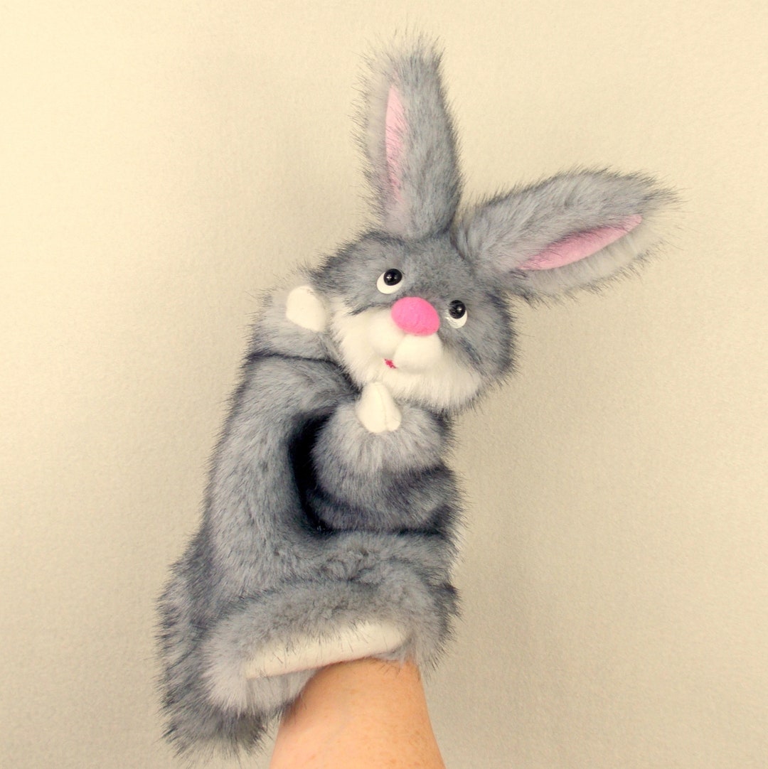 Gray Rabbit Hand Puppet Glove for Home Theater. Hand Puppet Theater ...