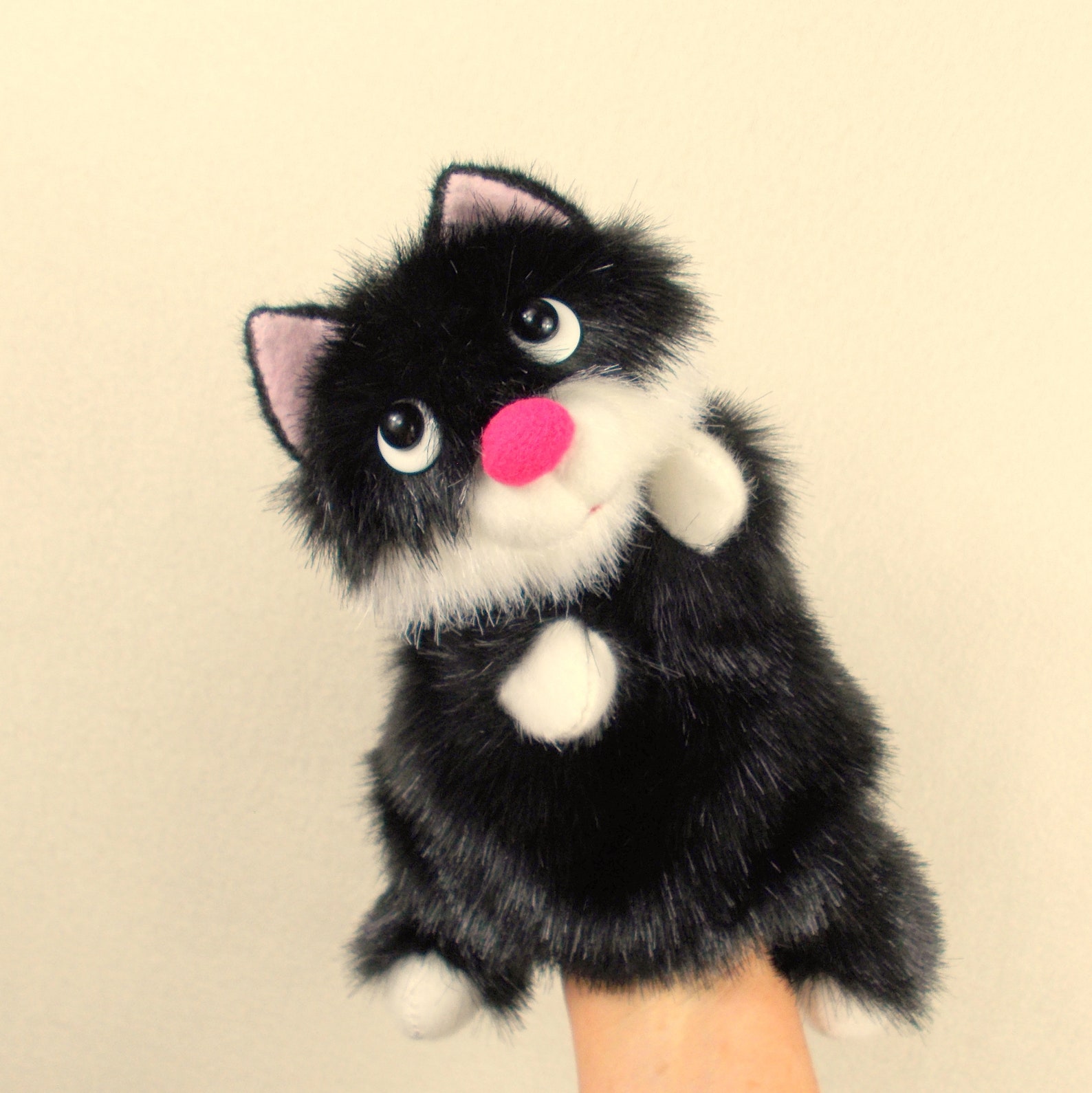 Little Furry Black Cat Hand Puppet for Little Hand. Puppet - Etsy