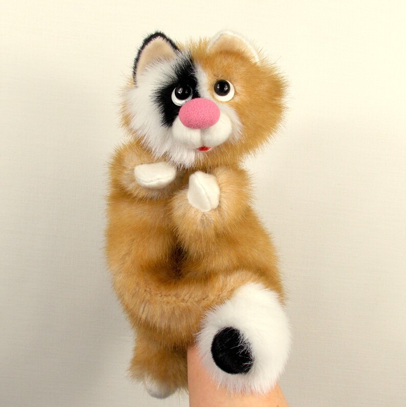 Hand puppet Cat Light Reddish for home theater. Puppet glove | Etsy