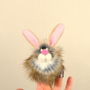 Tiny Rabbit Reddish Gray Finger Puppet. Plush Little Bunny for Finger ...