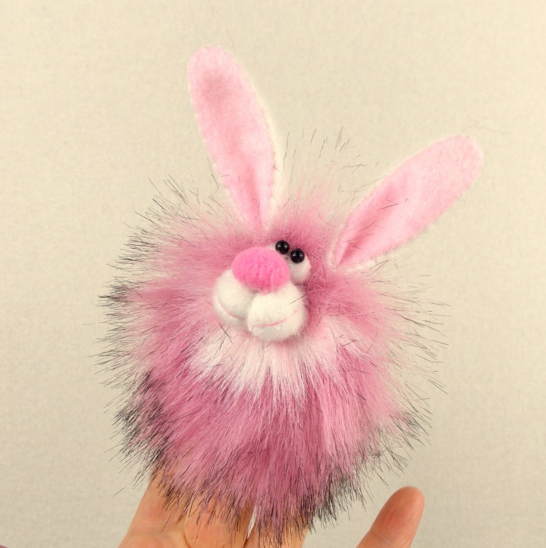 Plush Pink Rabbit Finger Puppet. Little Puppet Bunny for Finger Theater ...