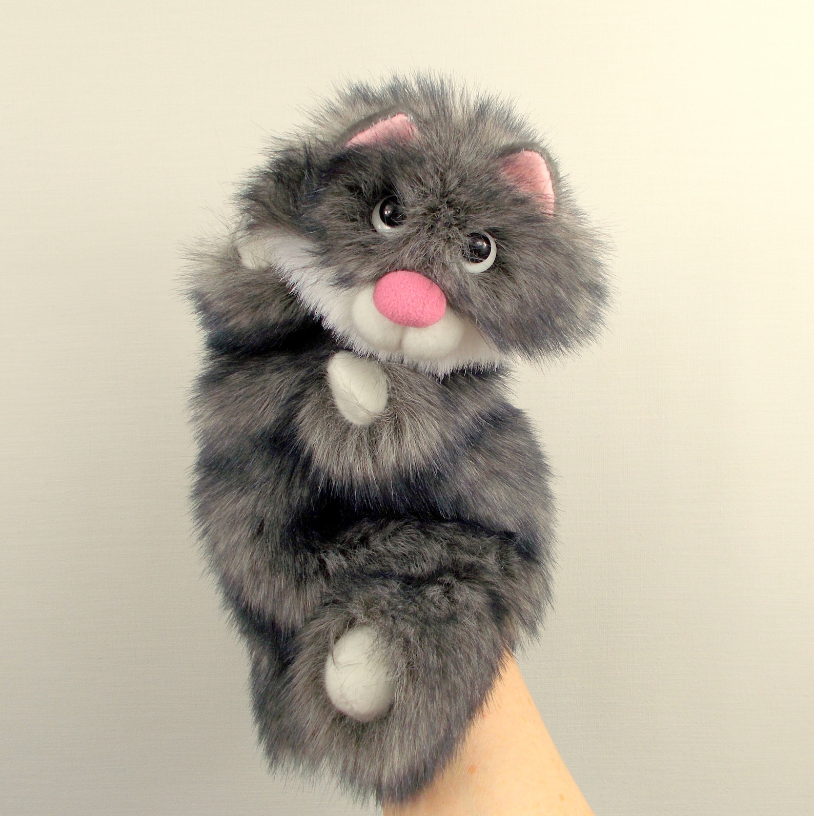 Fluffy Cat hand puppet. Gray Cat puppet for children's | Etsy
