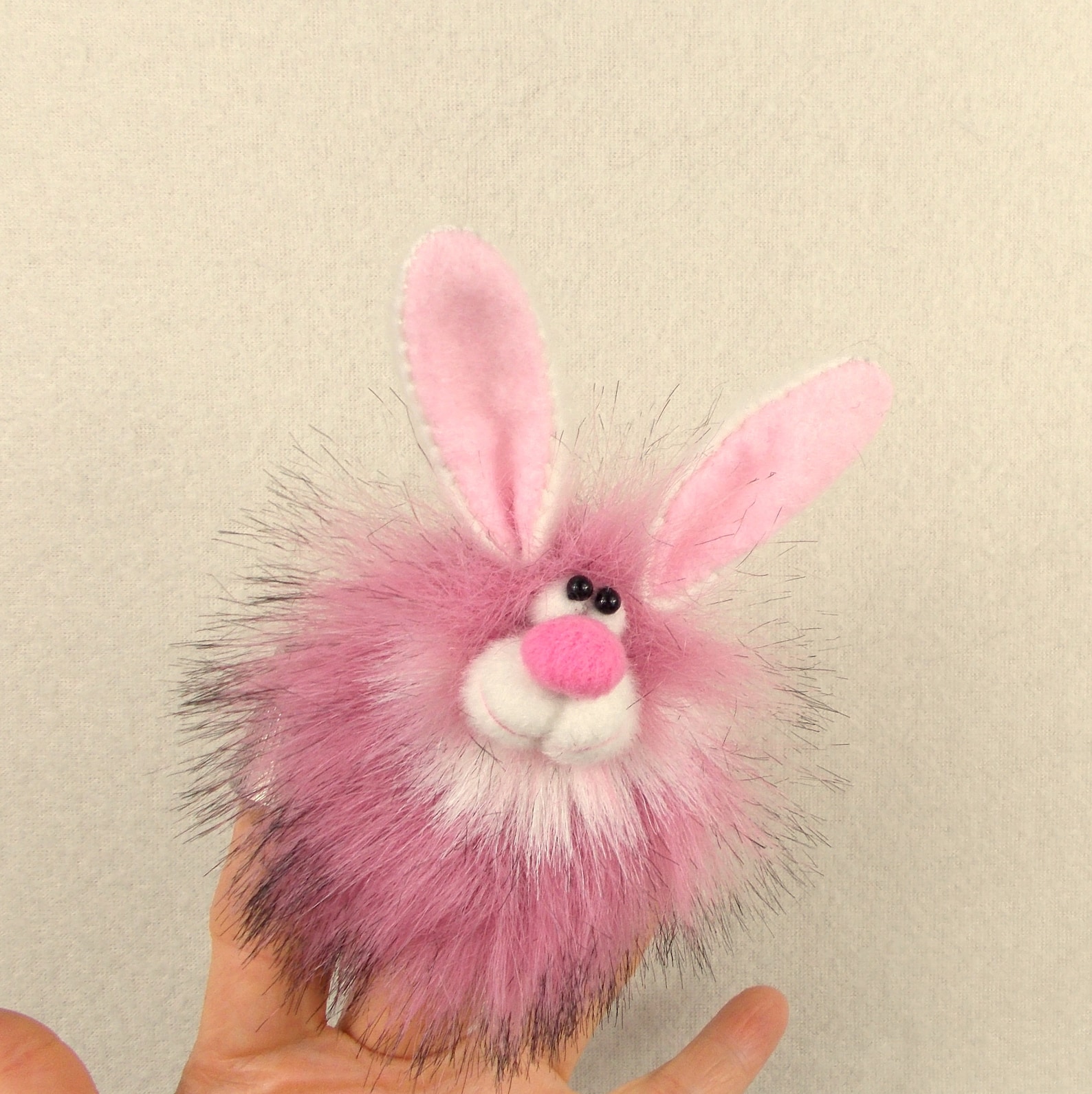 Plush Pink Rabbit Finger Puppet. Little Puppet Bunny for - Etsy