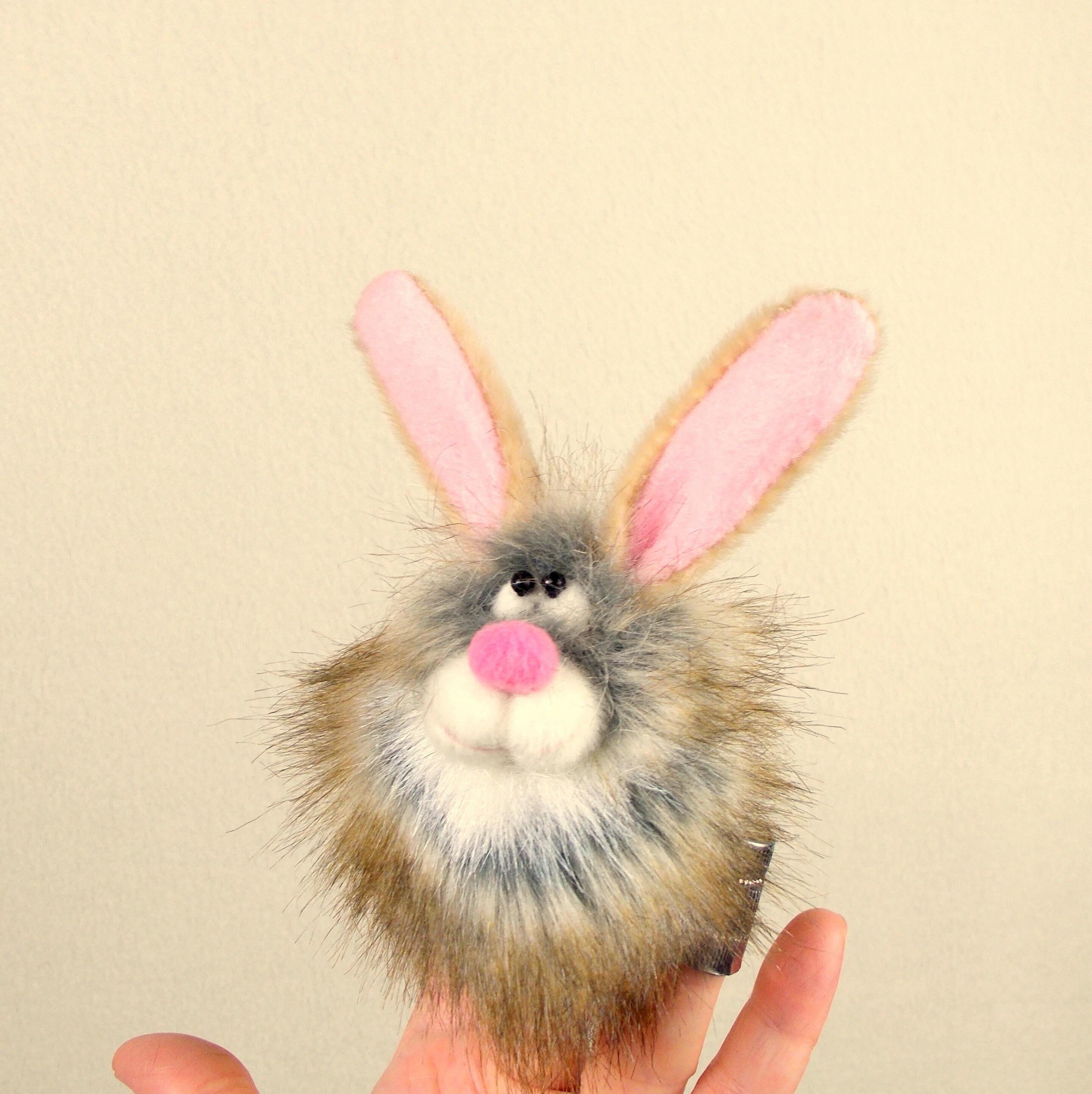 Tiny Rabbit Reddish Gray Finger Puppet. Plush Little Bunny for Finger ...