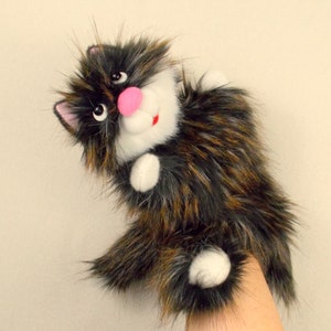 Cat Brown Hand Puppet for Children. Puppet Glove Furry Cat. Marionette ...