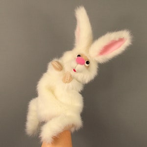 White Hare Hand Puppet for Home Children's Theater. Marionette Rabbit ...