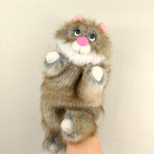 Reddish Gray Cat Hand Puppet. for Home Puppet Theater. Toy | Etsy