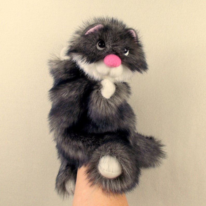 Fluffy Cat Hand Puppet. Gray Cat Puppet for Children's - Etsy