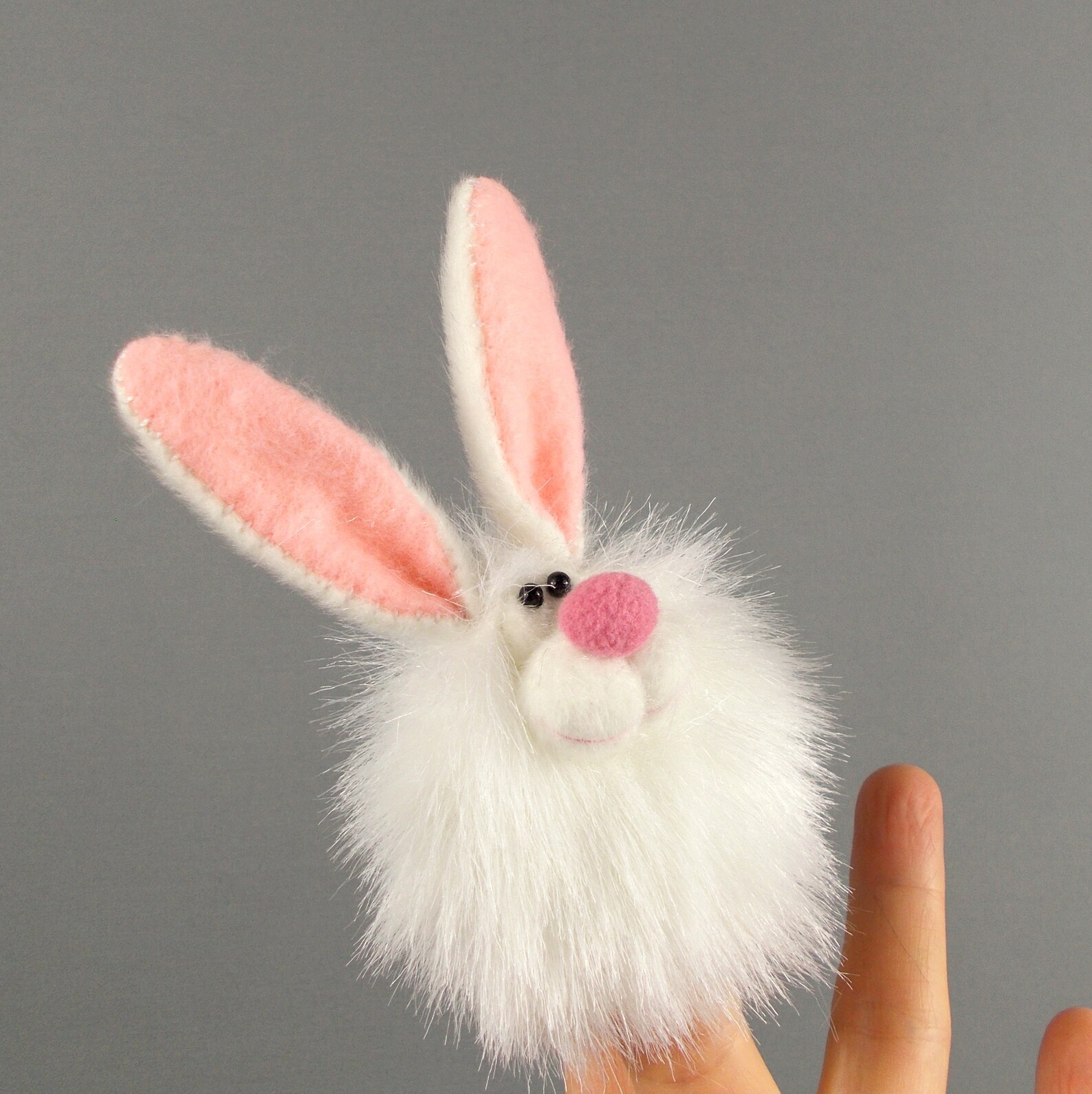 White Bunny Finger Puppet. Finger Puppet Theater. Little Soft | Etsy