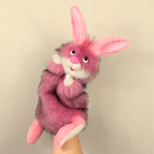Rabbit Pink Hand Puppet Glove. Plush Rabbit for Home Puppet Theater ...