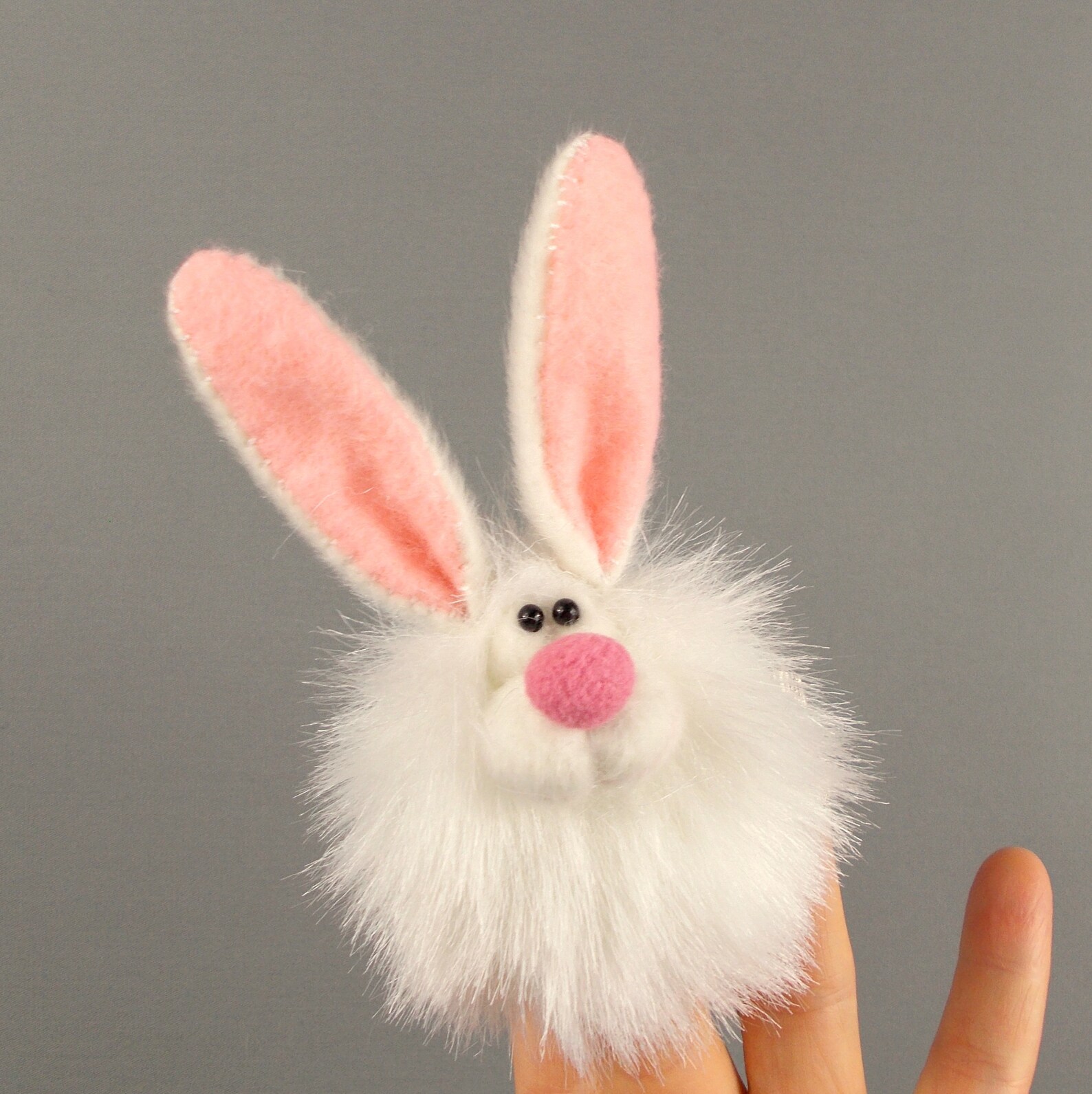 White Bunny Finger Puppet. Finger Puppet Theater. Little Soft | Etsy