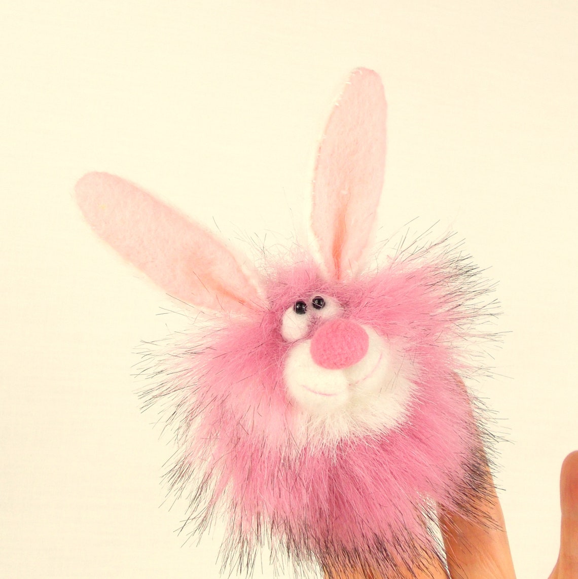 Plush Pink Rabbit Finger Puppet. Little Puppet Bunny for | Etsy