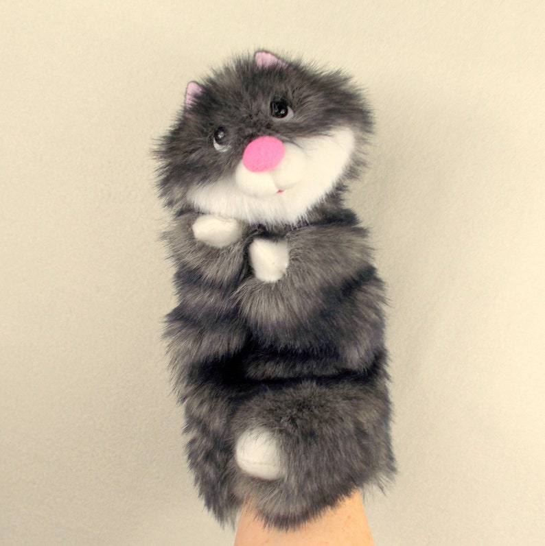 Fluffy Cat Hand Puppet. Gray Cat Puppet for Children's | Etsy