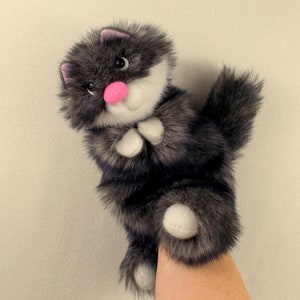Fluffy Cat Hand Puppet. Gray Cat Puppet for Children's - Etsy