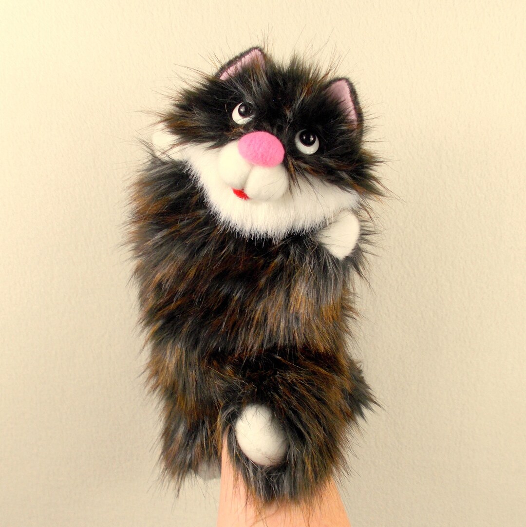 Cat Brown Hand Puppet for Children. Puppet Glove Furry Cat. Marionette ...