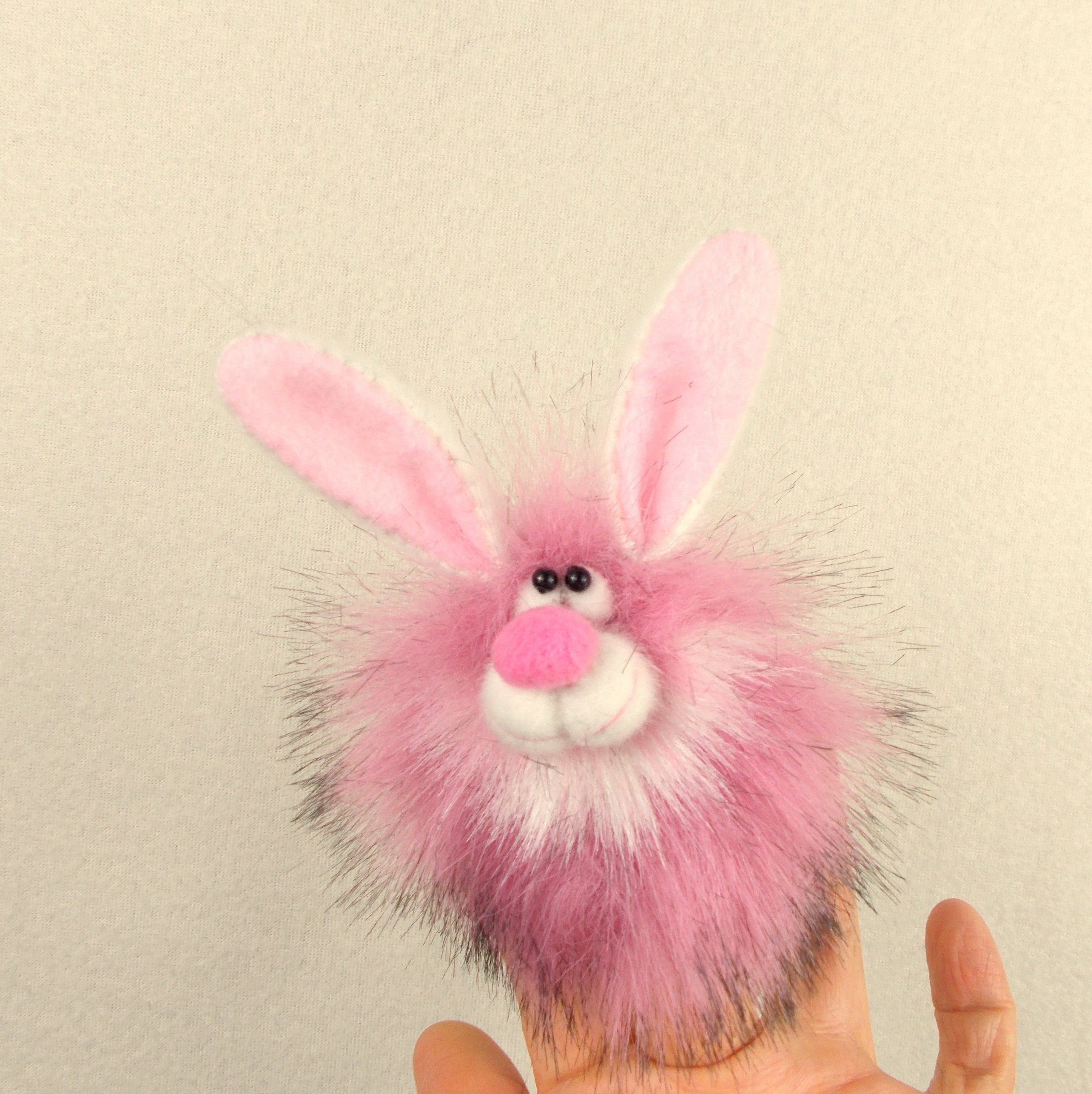 Plush Pink Rabbit Finger Puppet. Little Puppet Bunny for Finger Theater ...