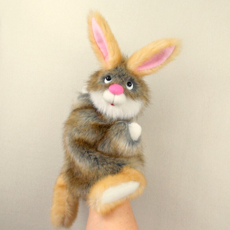 Rabbit Plush Puppet. Hare Reddish Gray Hand Puppet for Home - Etsy