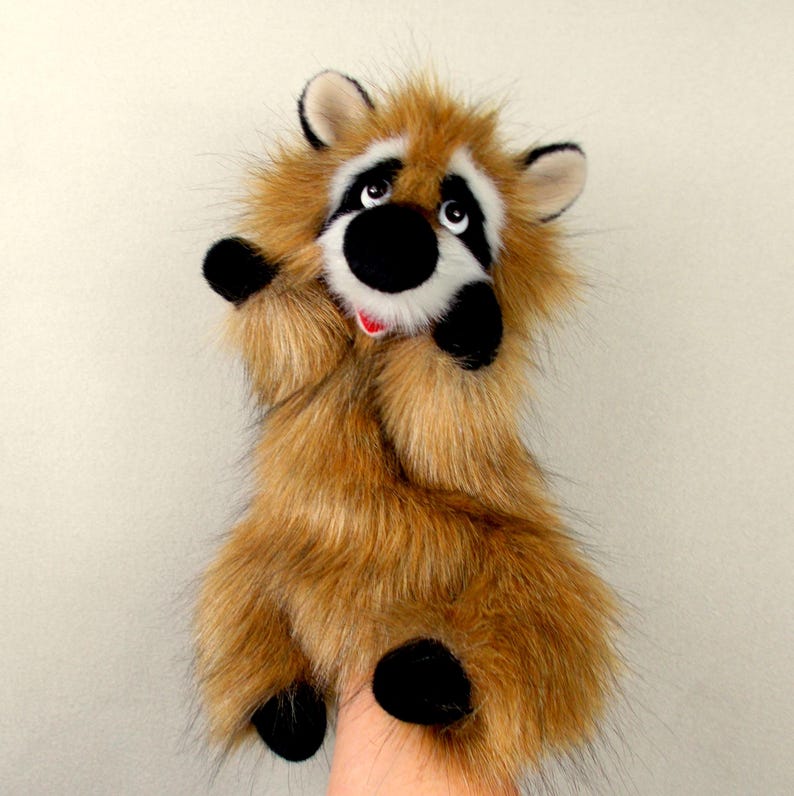 Hand Puppet Raccoon Red Golden Fluffy. A Fun Toy for Home Theater for ...