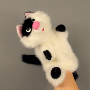 White Black Cat Hand Puppet for Home Theater. Puppet Glove - Etsy