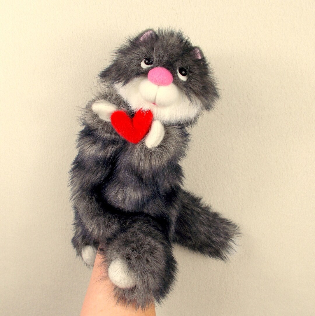 Marionnette à main chat moelleux. Marionnette Chat Gris pour cinéma ...