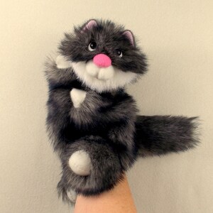 Fluffy Cat Hand Puppet. Gray Cat Puppet for Children's - Etsy