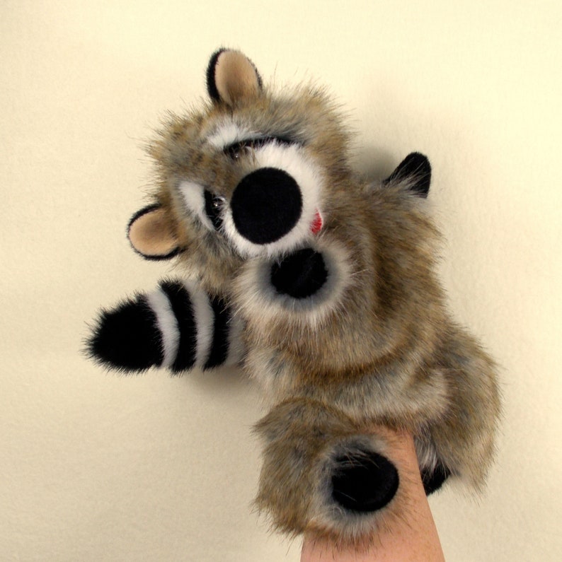 Raccoon Reddish Hand puppet. Funny raccoon for home puppet | Etsy
