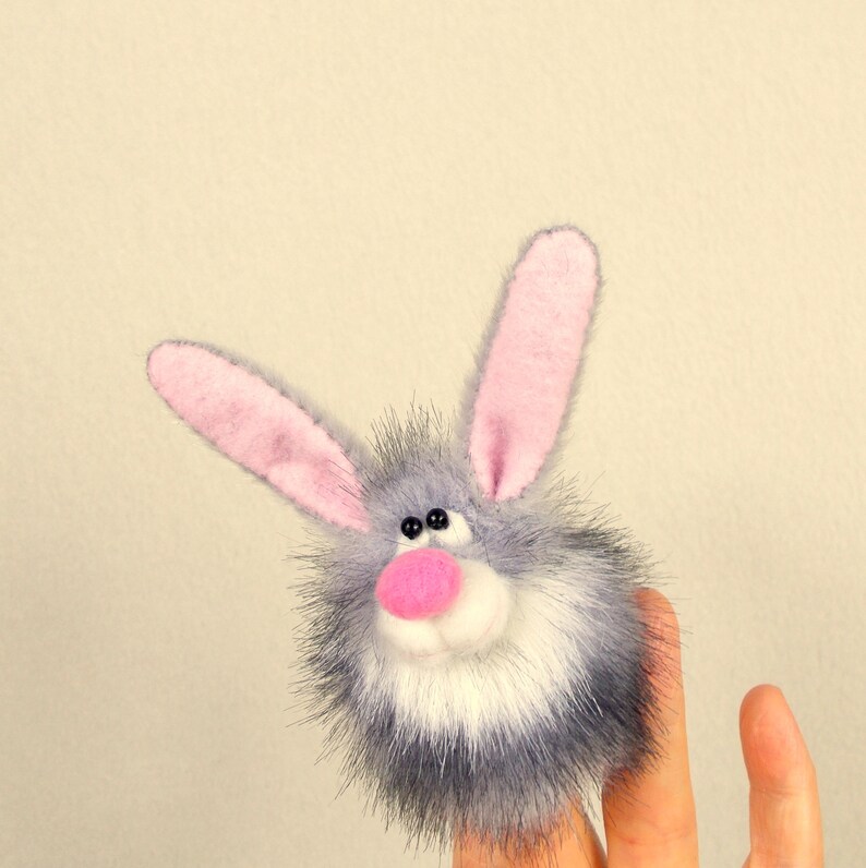 Finger Petite Hare. Gray Small Plush Hare. Finger Puppet. - Etsy
