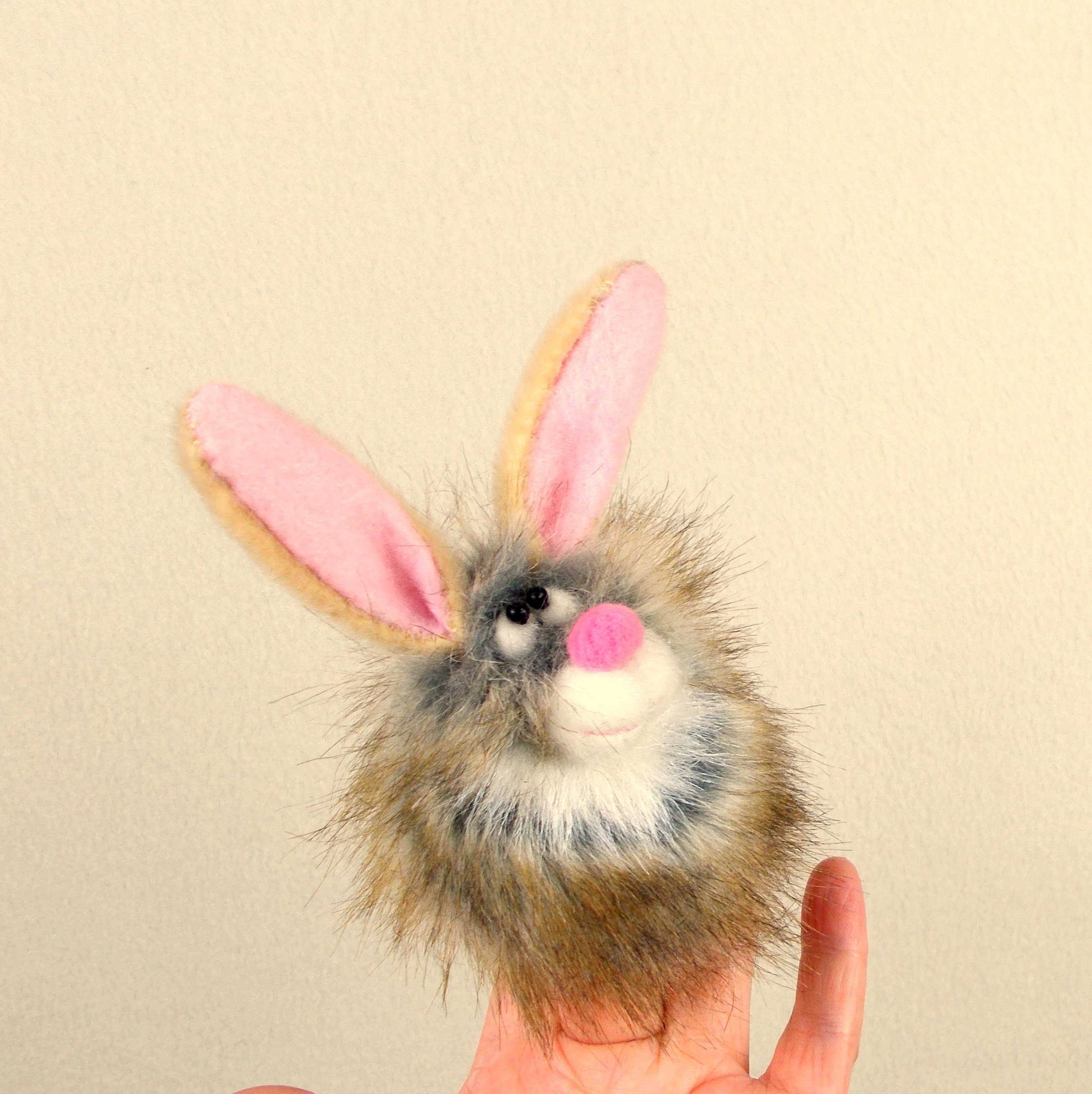 Tiny Rabbit Reddish Gray Finger Puppet. Plush Little Bunny for Finger ...