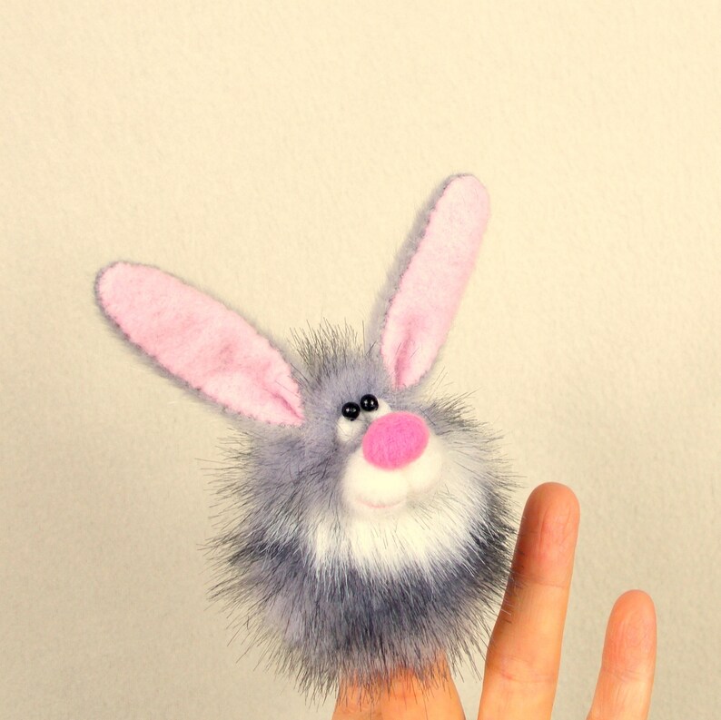 Finger Petite Hare. Gray Small Plush Hare. Finger Puppet. - Etsy