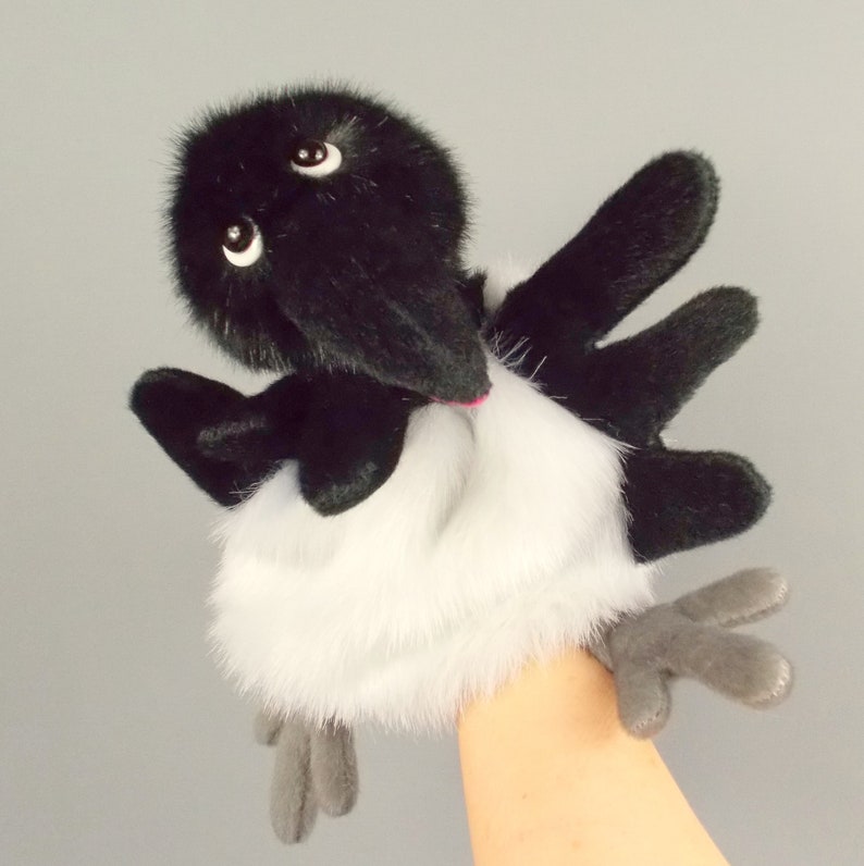 Magpie Puppet for children. Plush Hand puppet Magpie. Bibabo | Etsy