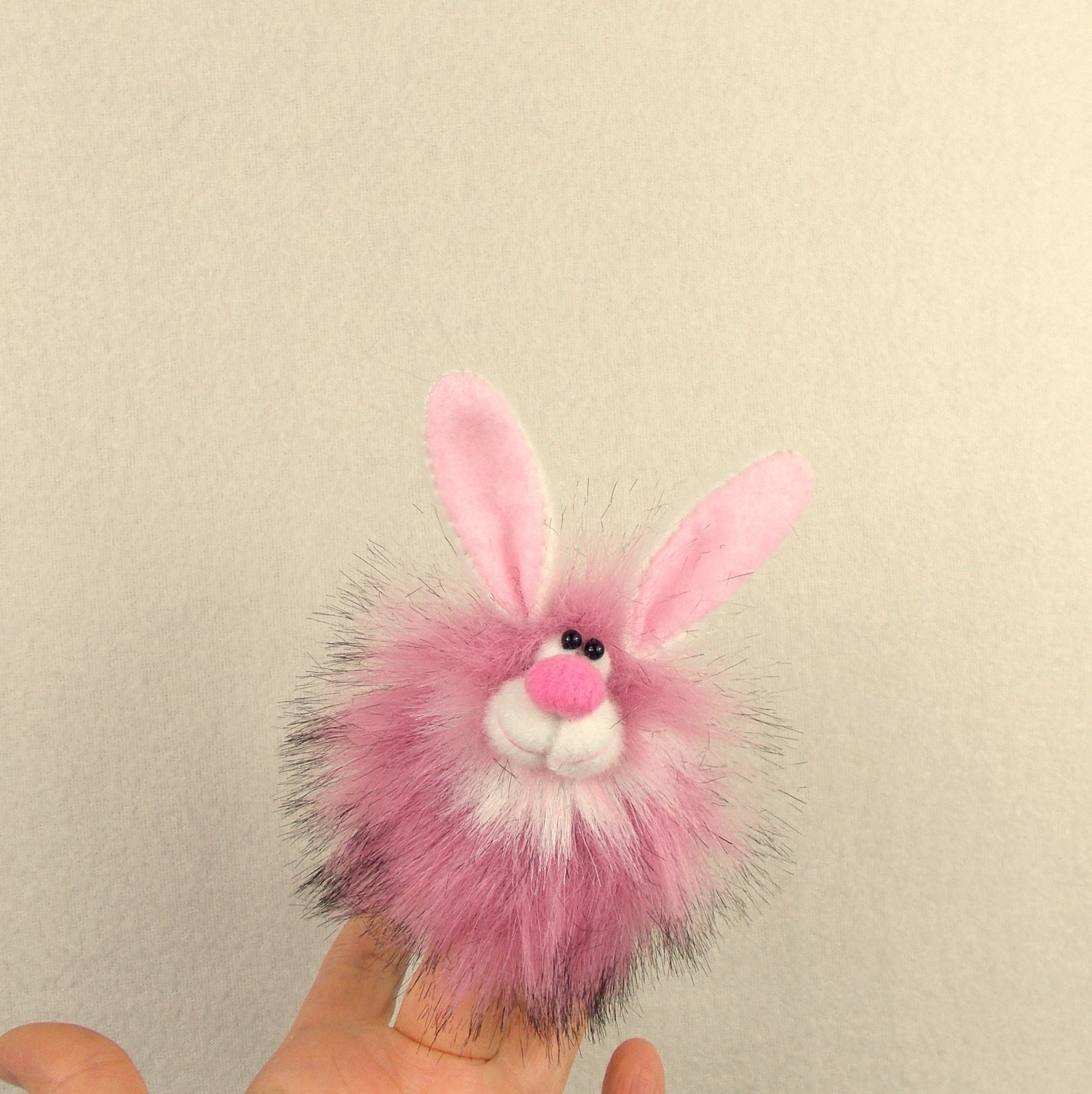 Plush Pink Rabbit Finger Puppet. Little Puppet Bunny for Finger Theater ...