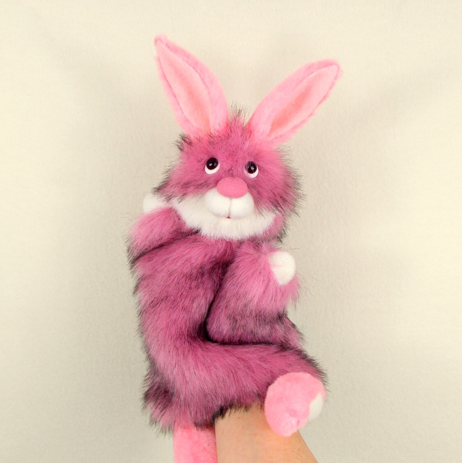 Rabbit Pink hand puppet glove. Plush rabbit for home puppet | Etsy