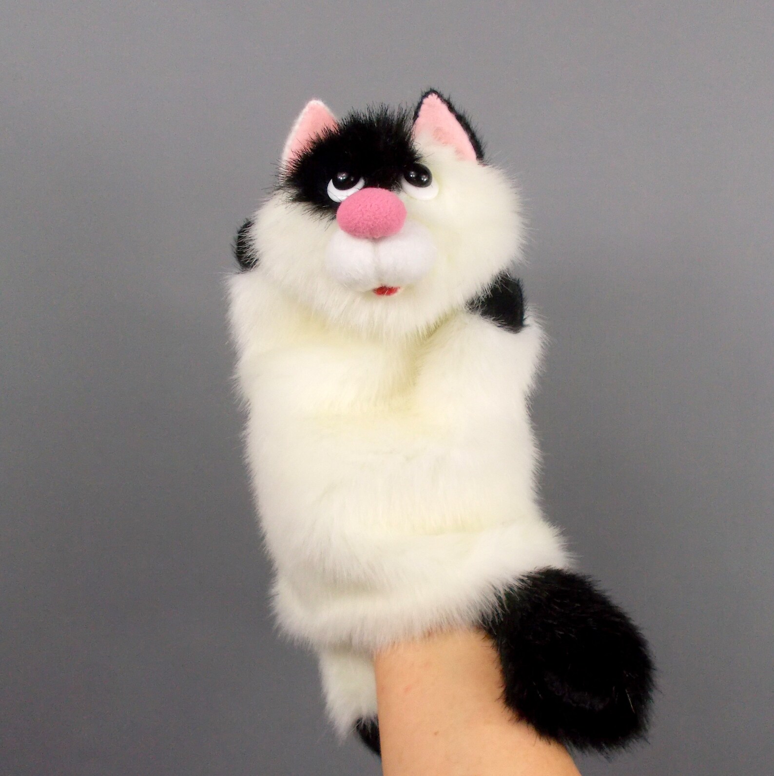 White black Cat hand puppet for home theater. Puppet | Etsy