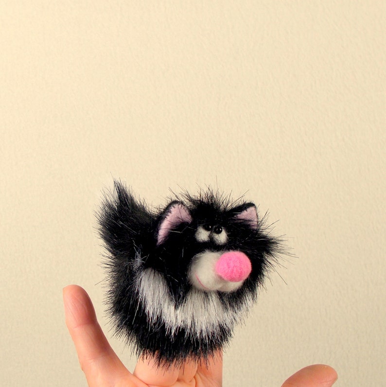 Petite Black Cat Finger Puppet. Finger Puppet Theater. Plush Black ...