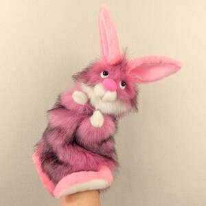 Rabbit Pink Hand Puppet Glove. Plush Rabbit for Home Puppet - Etsy