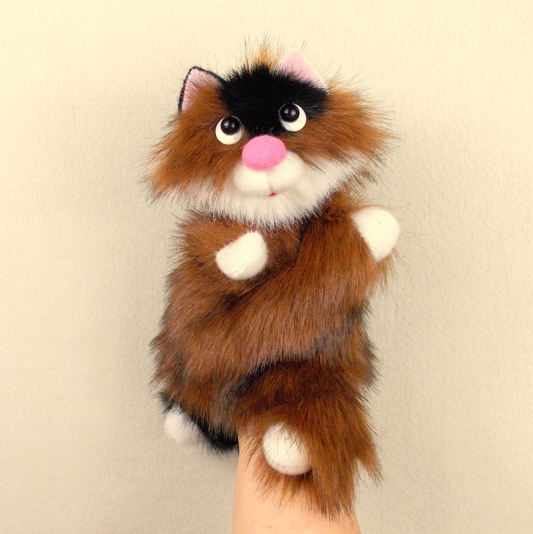 Three-colors Kitten Puppet for Small Hands. Marionette. Bibabo. Catl ...
