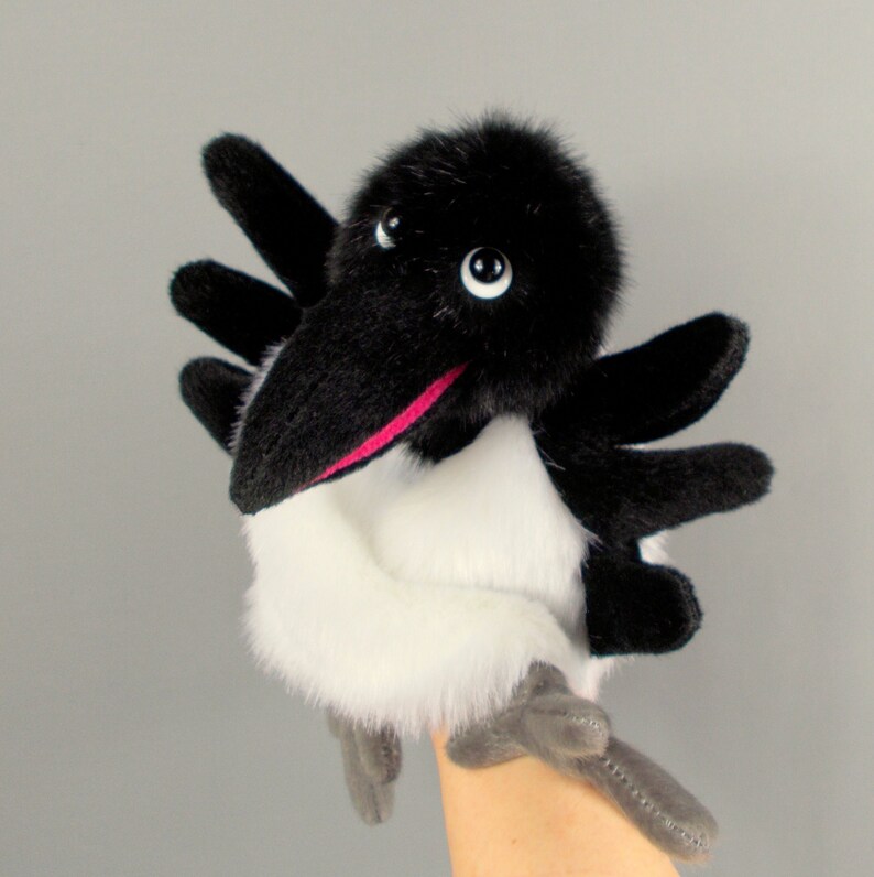 Magpie Puppet for children. Plush Hand puppet Magpie. Bibabo | Etsy