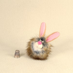 Tiny Rabbit Reddish Gray Finger Puppet. Plush Little Bunny for Finger ...