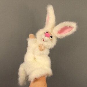 White Hare Hand Puppet for Home Children's Theater. Marionette Rabbit ...