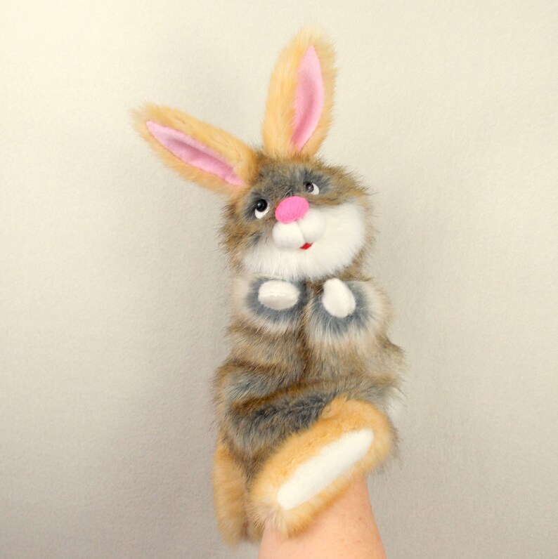 Rabbit Plush Puppet. Hare Reddish Gray Hand Puppet for Home - Etsy