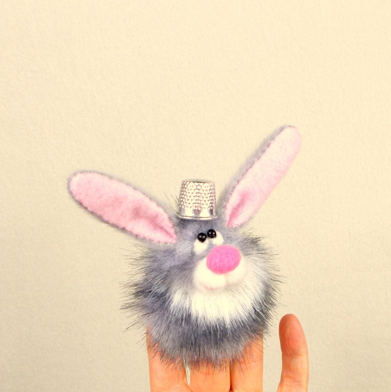 Finger Petite Hare. Gray Small Plush Hare. Finger Puppet. - Etsy