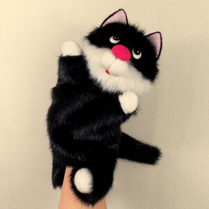 Black Cat Hand Puppet for Home Theater. Marionette Puppet. Animal Glove ...