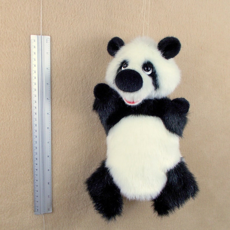 Panda hand puppet for children's theater. Animal fur toy. | Etsy