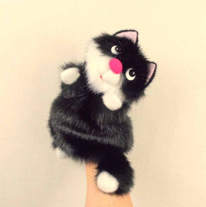 Little Furry Black Cat Hand Puppet for Little Hand. Puppet - Etsy