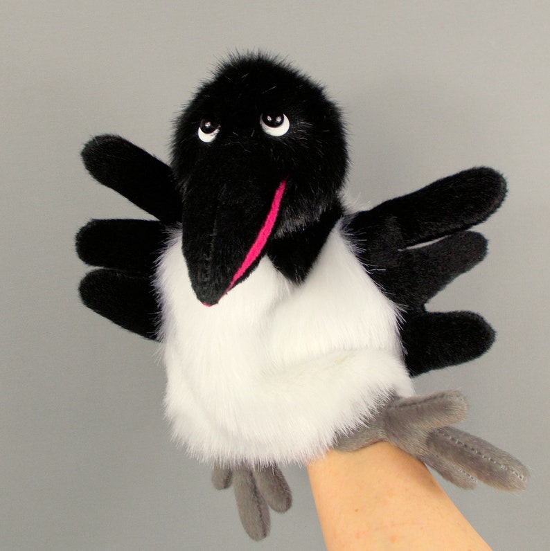 Magpie Puppet for children. Plush Hand puppet Magpie. Bibabo | Etsy