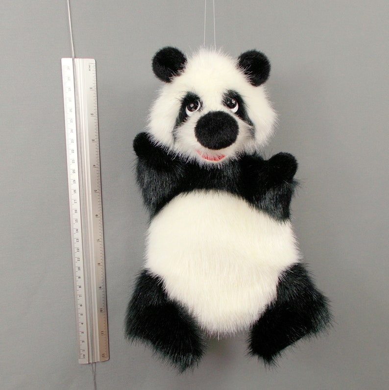 Panda hand puppet for children's theater. Animal fur toy. | Etsy