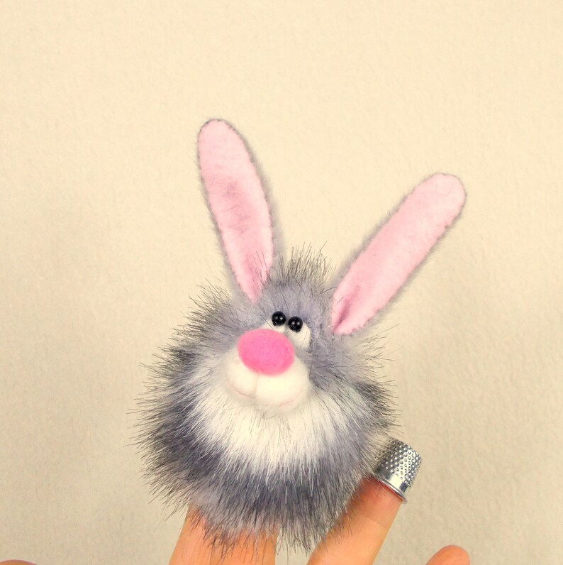 Finger Petite Hare. Gray Small Plush Hare. Finger Puppet. - Etsy