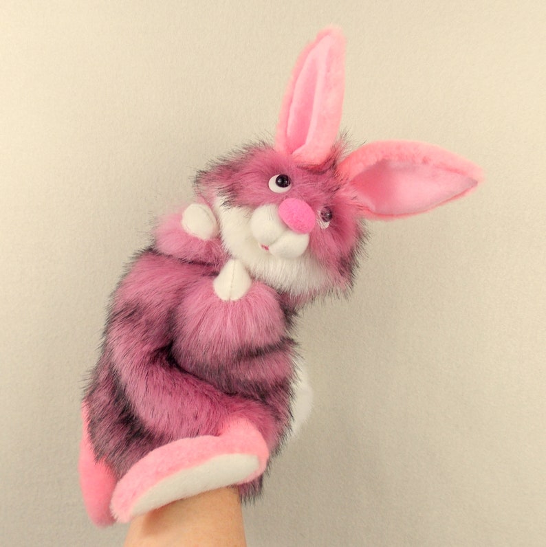 Rabbit Pink Hand Puppet Glove. Plush Rabbit for Home Puppet - Etsy