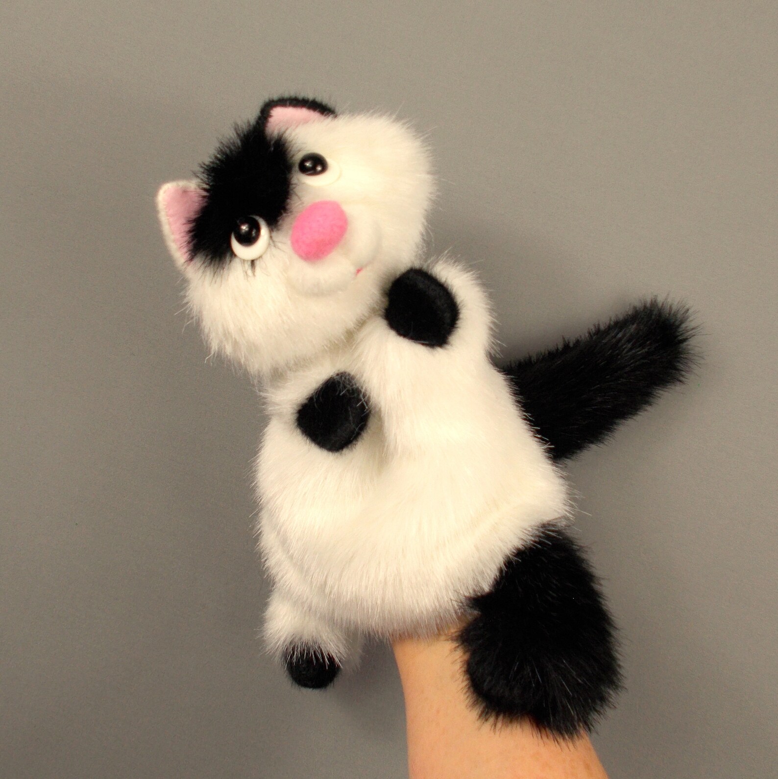Hand Puppet for Little Hand White Kitten With a Black Speck. - Etsy