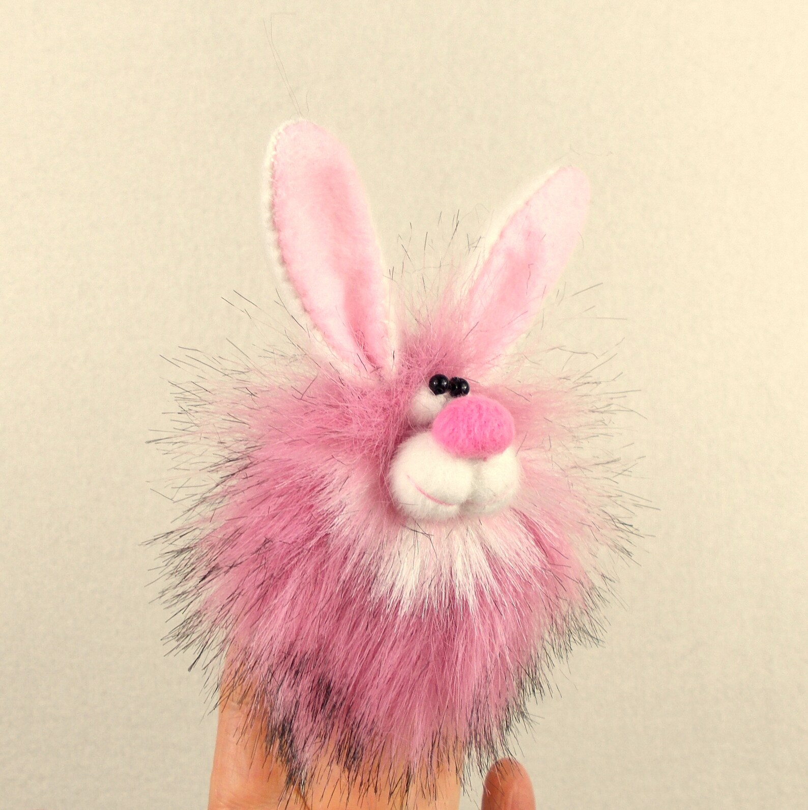 Plush Pink Rabbit Finger Puppet. Little Puppet Bunny for Finger Theater ...